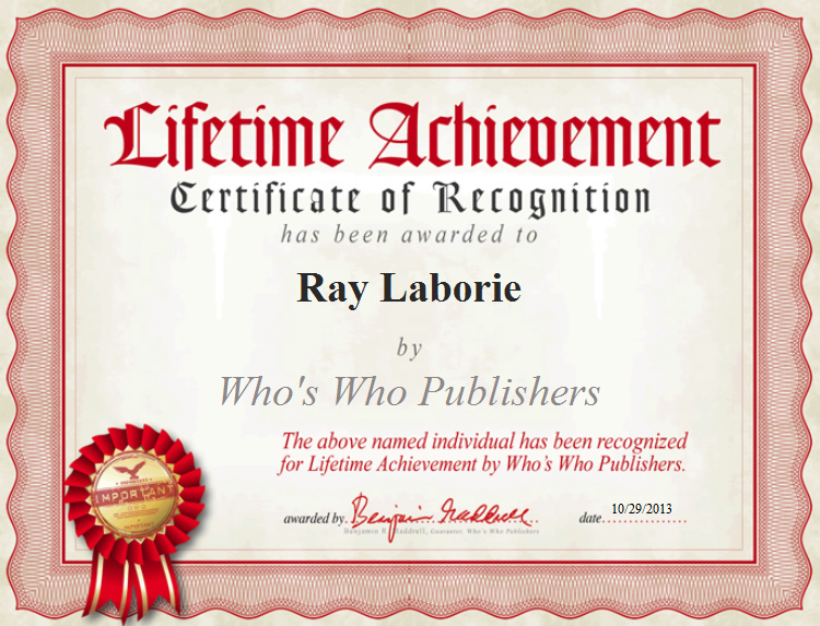 Laborie, Ray 1619685 – Who's Who Lifetime Achievement
